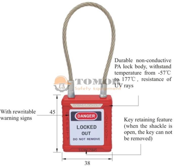 Cable padlock- Lockout tagout Việt Nam- Tomor.vn